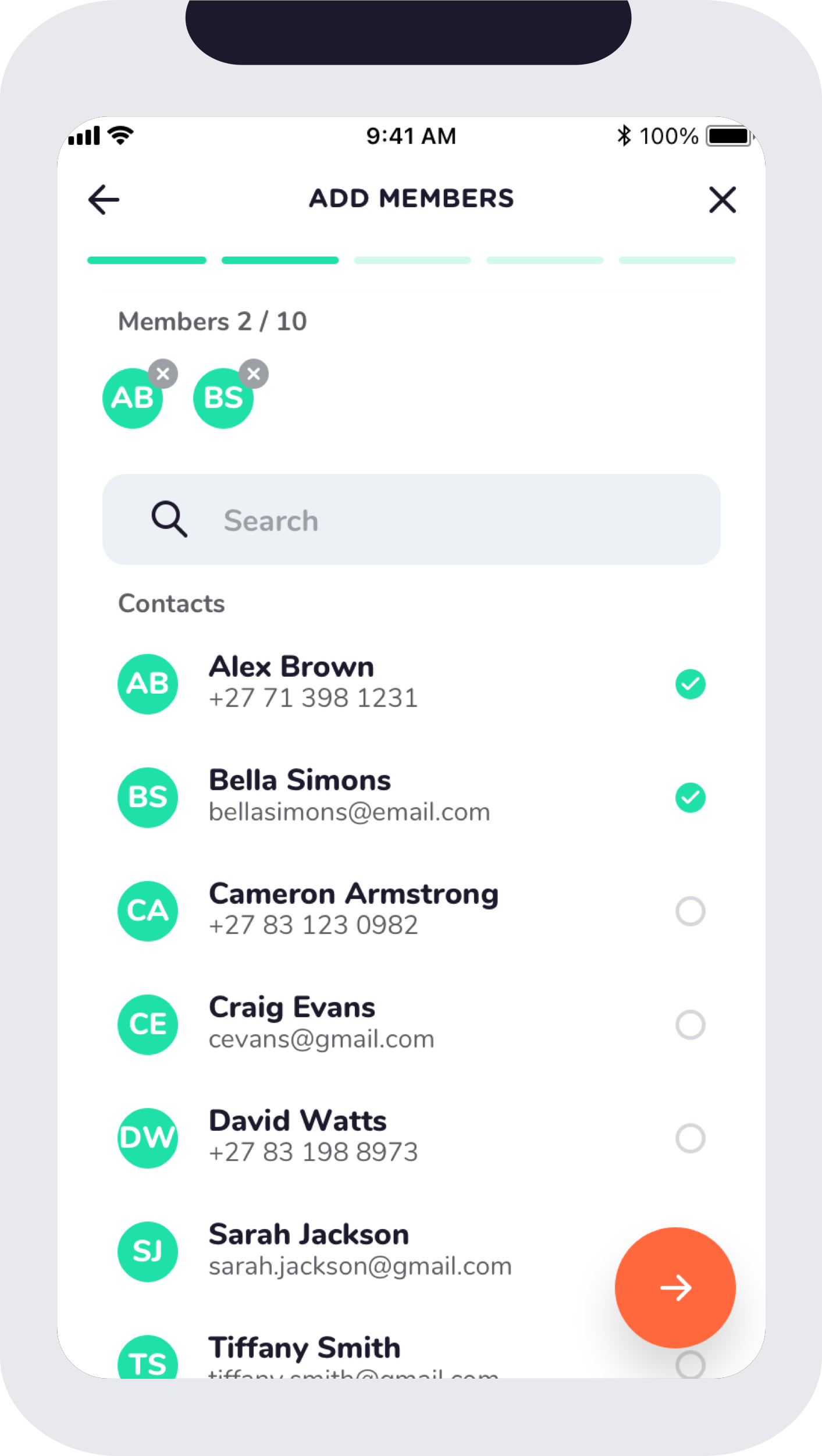 Screenshot of investment strategy selection in Franc app