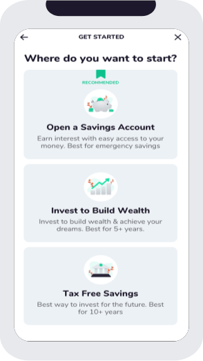 Screenshot of Account setup in Franc app